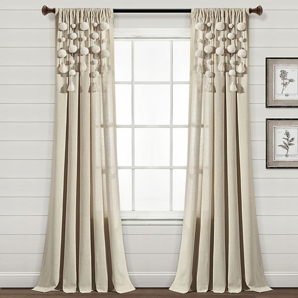 Lush Decor Boho Pom Pom Tassel Linen Window Curtain Lush Decor Boho Pom Pom Tassel Linen Window Curtain