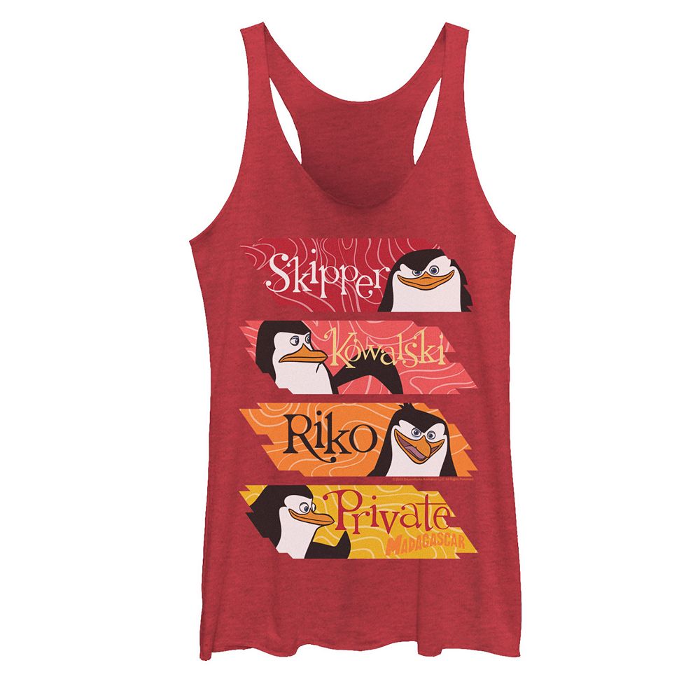 Juniors' Madagascar Penguins Name Panels Poster Graphic Tank Top