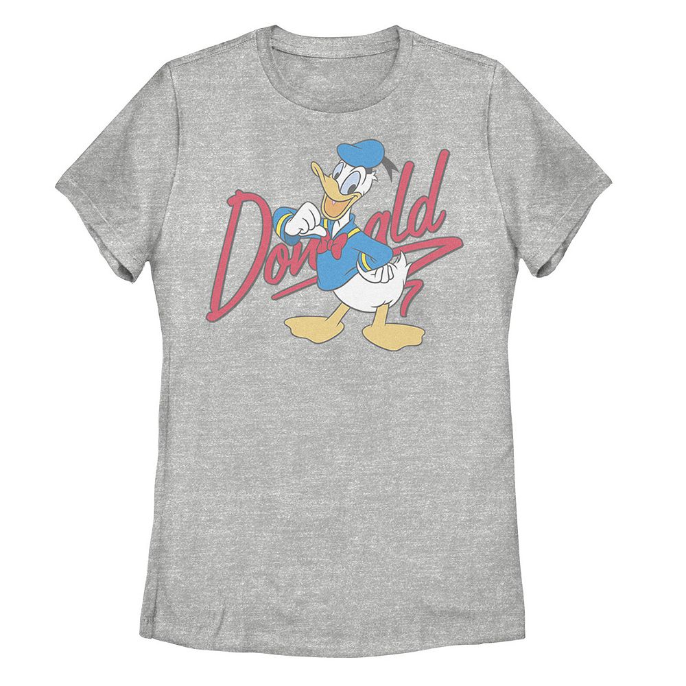 Disney's Donald Duck Juniors' Red Cursive Text Logo Portrait Tee