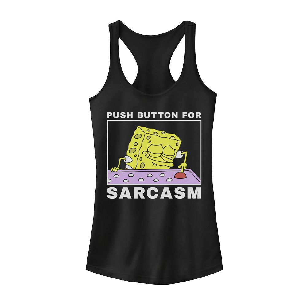 Juniors' SpongeBob SquarePants Push Button For Sarcasm Tank Top