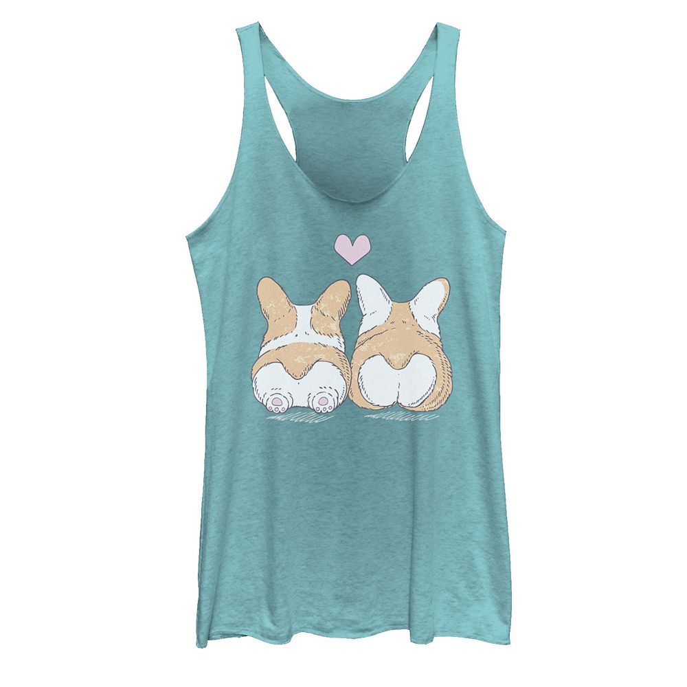 Juniors' Corgi Cuddle And Love Poster Graphic Tank Top
