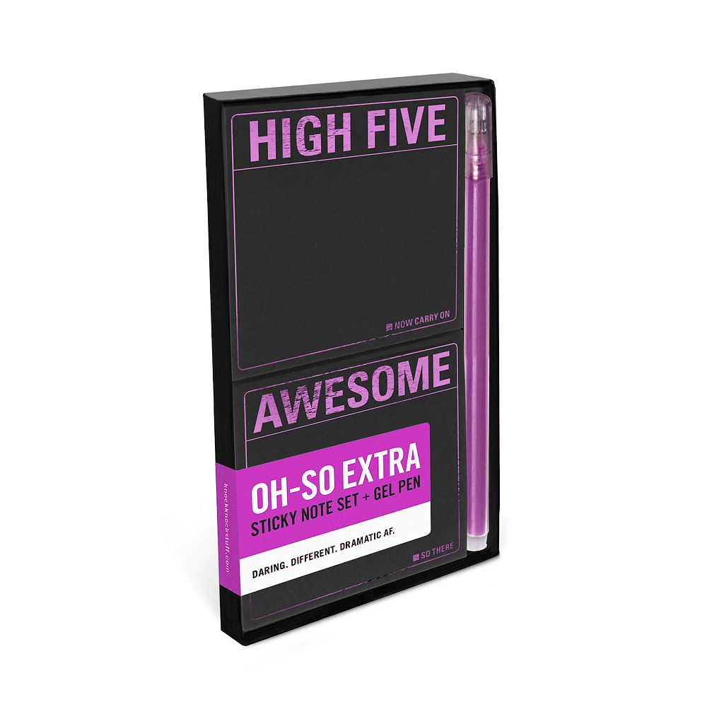 Knock Knock® High Five/Awesome Sticky Note Set with White Gel Pen