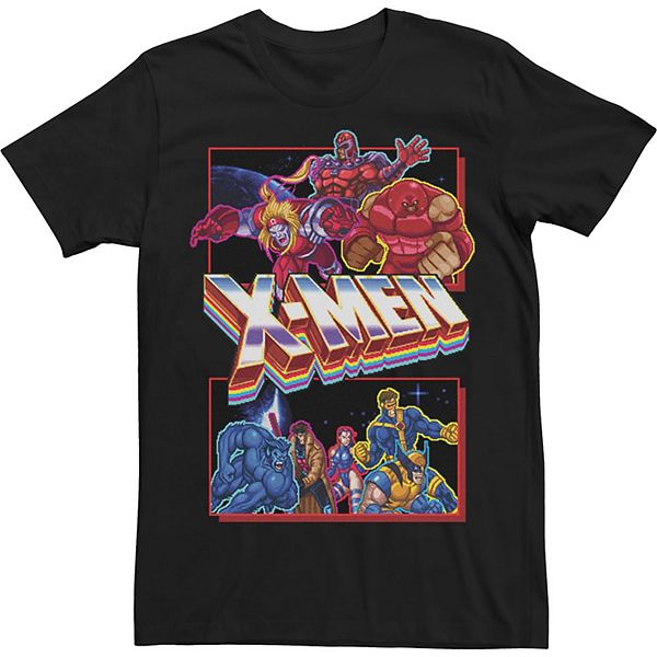 Big & Tall Marvel X-Men Retro Video Game Logo Panels Tee