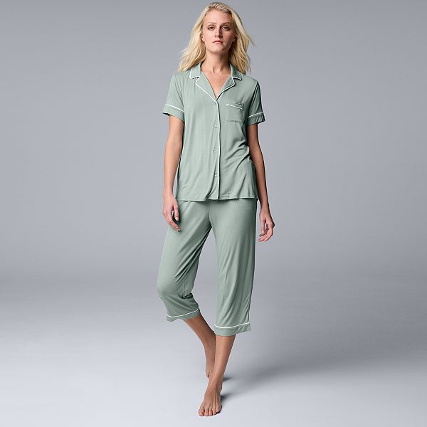 Women's Simply Vera Vera Wang Basic Luxury Notch Collar Pajama Shirt ...