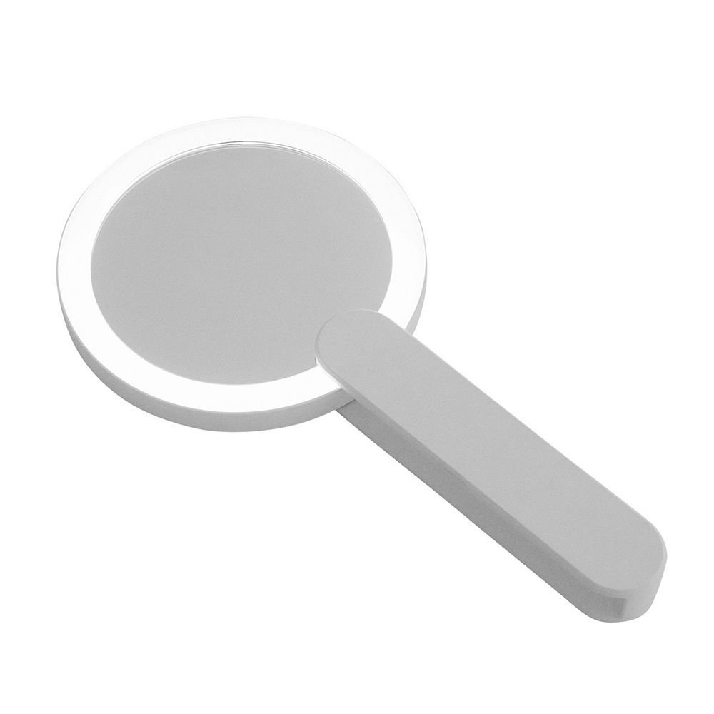 GloTech White Handheld Swivel LED Compact Makeup Mirror