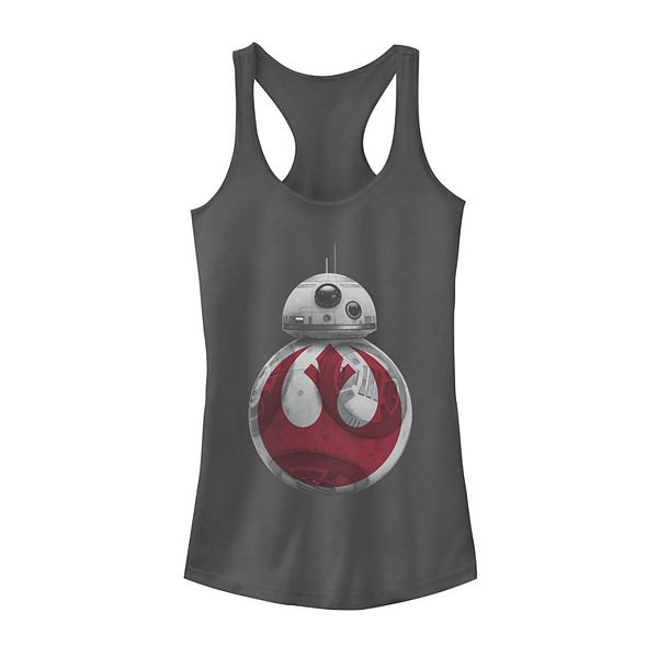 Juniors' Star Wars Red Rebel Logo On BB8 Portrait Graphic Tank Top