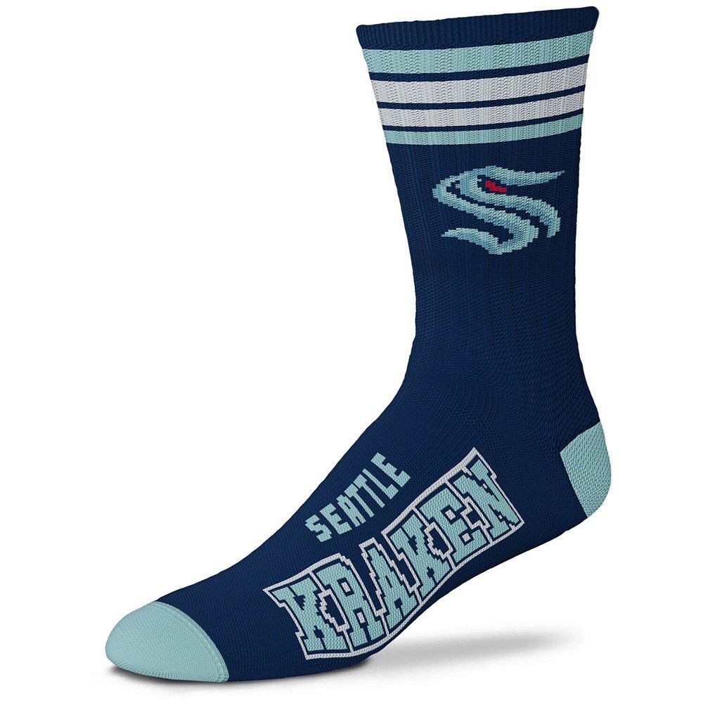Men's For Bare Feet Seattle Kraken 4-Stripe Deuce Crew Socks