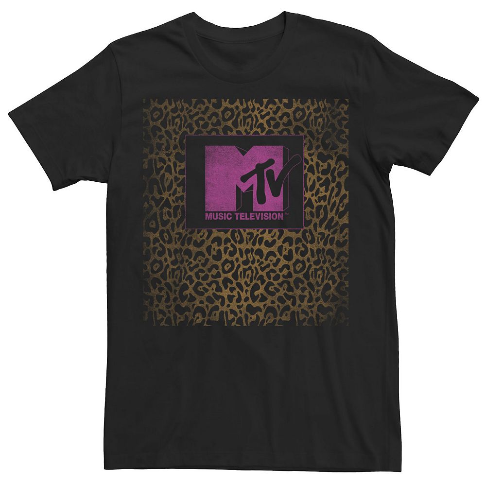Men's MTV Music Television Leopard Print Block Logo Tee