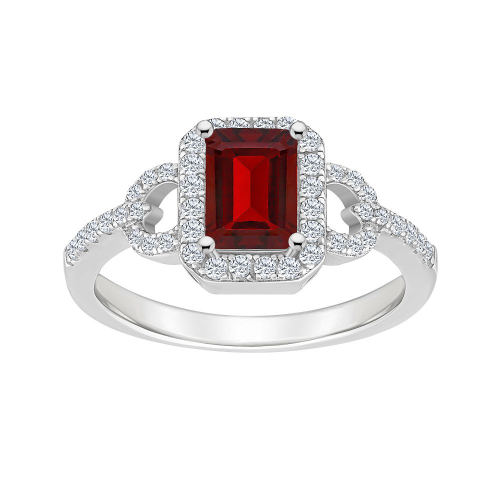 Celebration Gems Sterling Silver Garnet & White Topaz Accent Ring