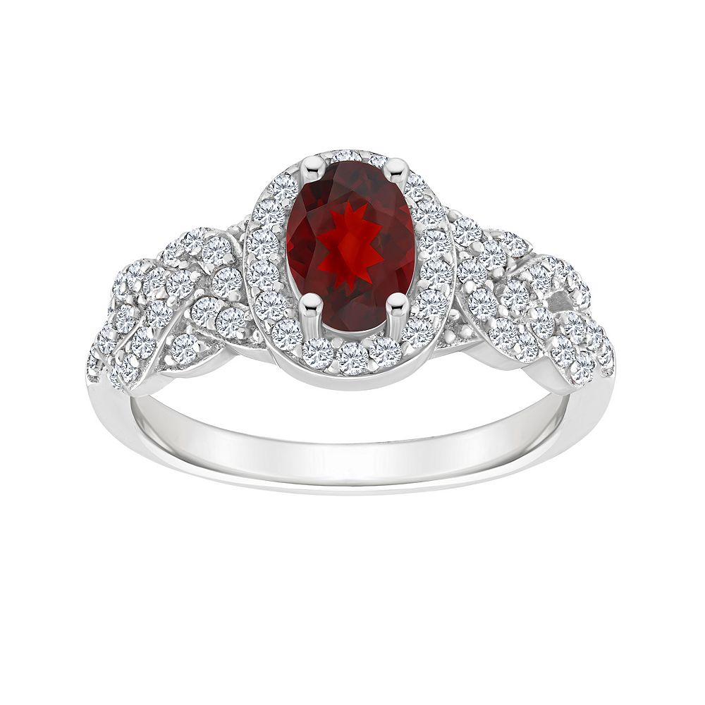 Celebration Gems Sterling Silver Garnet & White Topaz Accent Ring
