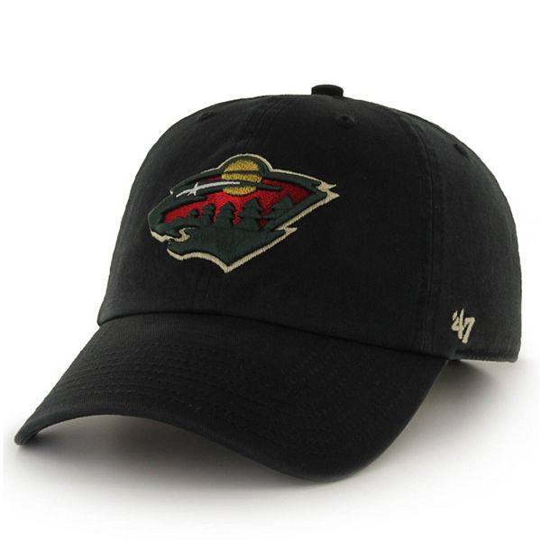 Men's '47 Black Minnesota Wild Team Clean Up Adjustable Hat