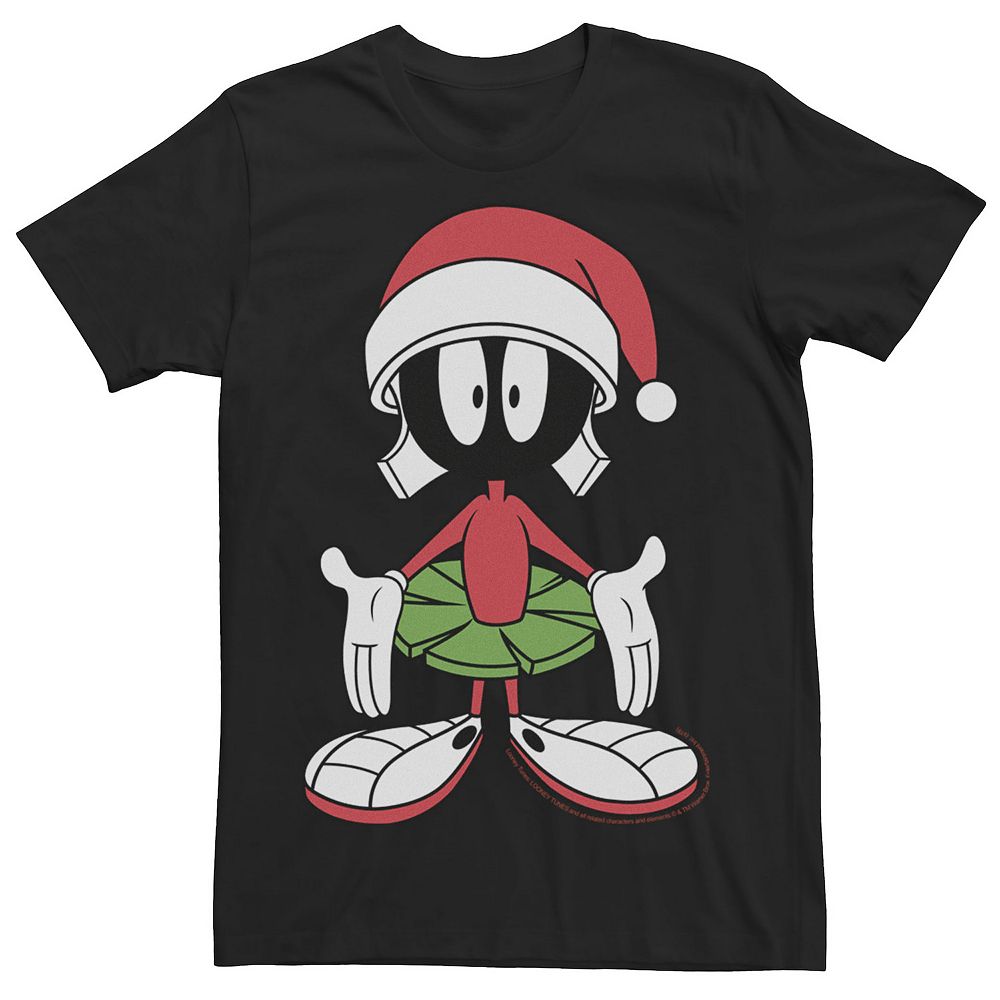 Men's Looney Tunes Christmas Marvin The Martian Santa Hat Portrait Tee