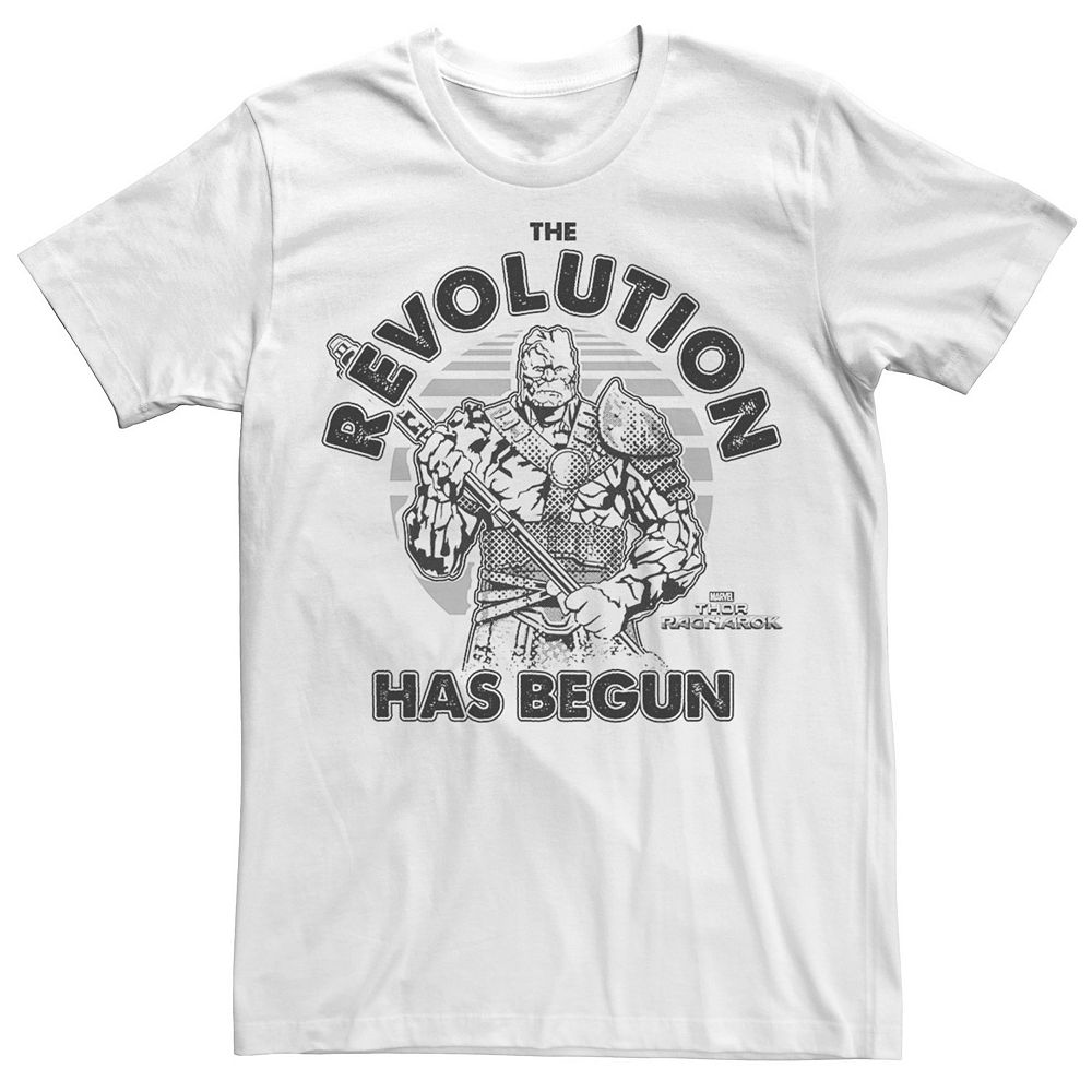 Men's Marvel Thor Ragnarok Korg Revolution Begins Grey Out Tee