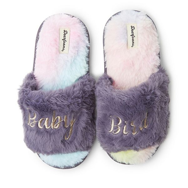 Kids' Dearfoams Lane Slide Slippers with Embroidered Slogan