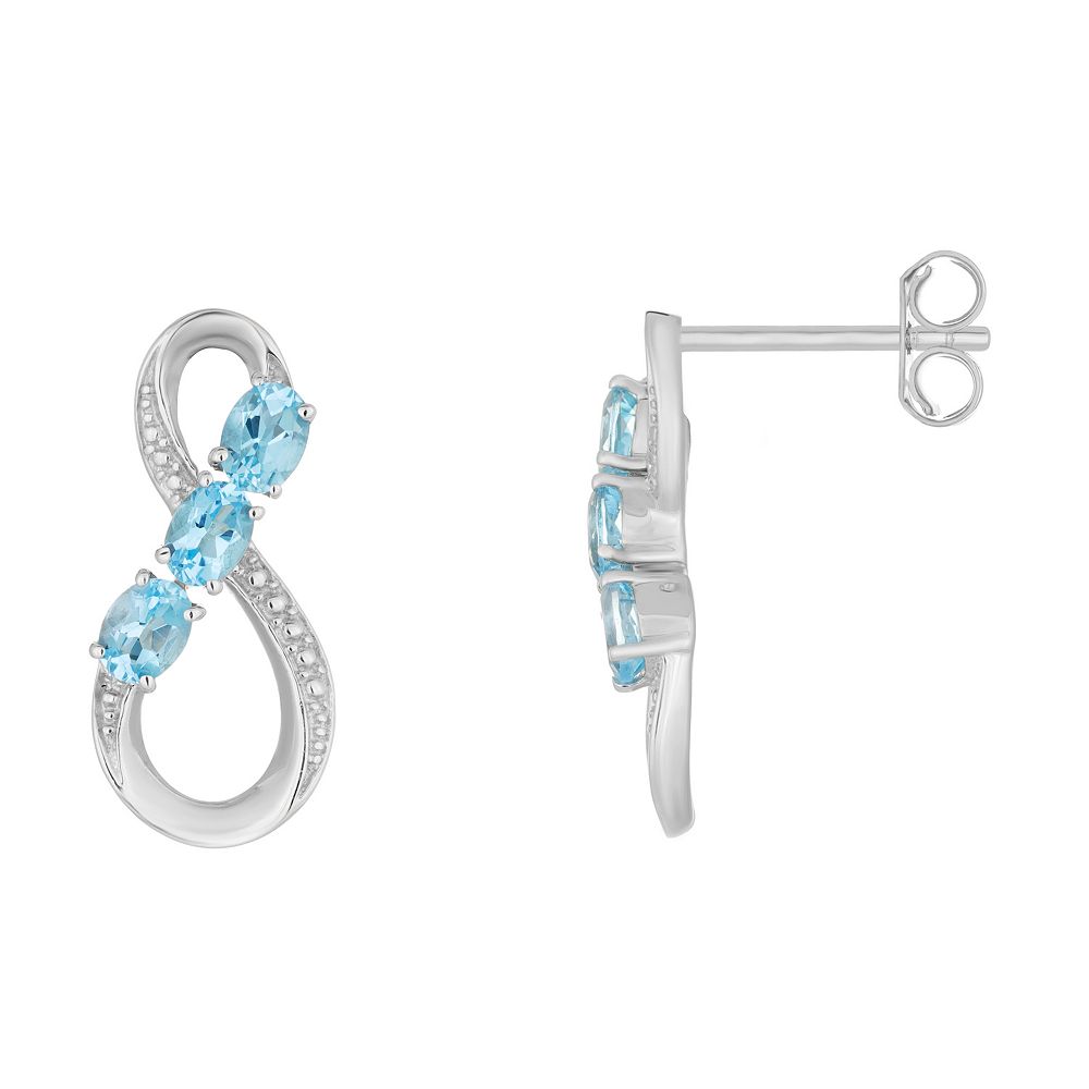 Gemminded Sterling Silver & Blue Topaz Figure-Eight Drop Earrings