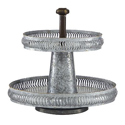 2 Tier Galvanized Tray ESQ Living Quad 2 Tier Tray Solid Black