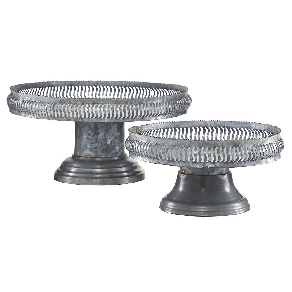 Stella & Eve Galvanized Metal Cake Stand 2-piece Set
