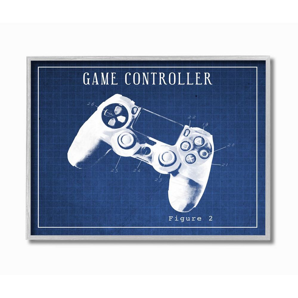 Stupell Home Decor Blueprint of Classic Video Game Controller Figure ...