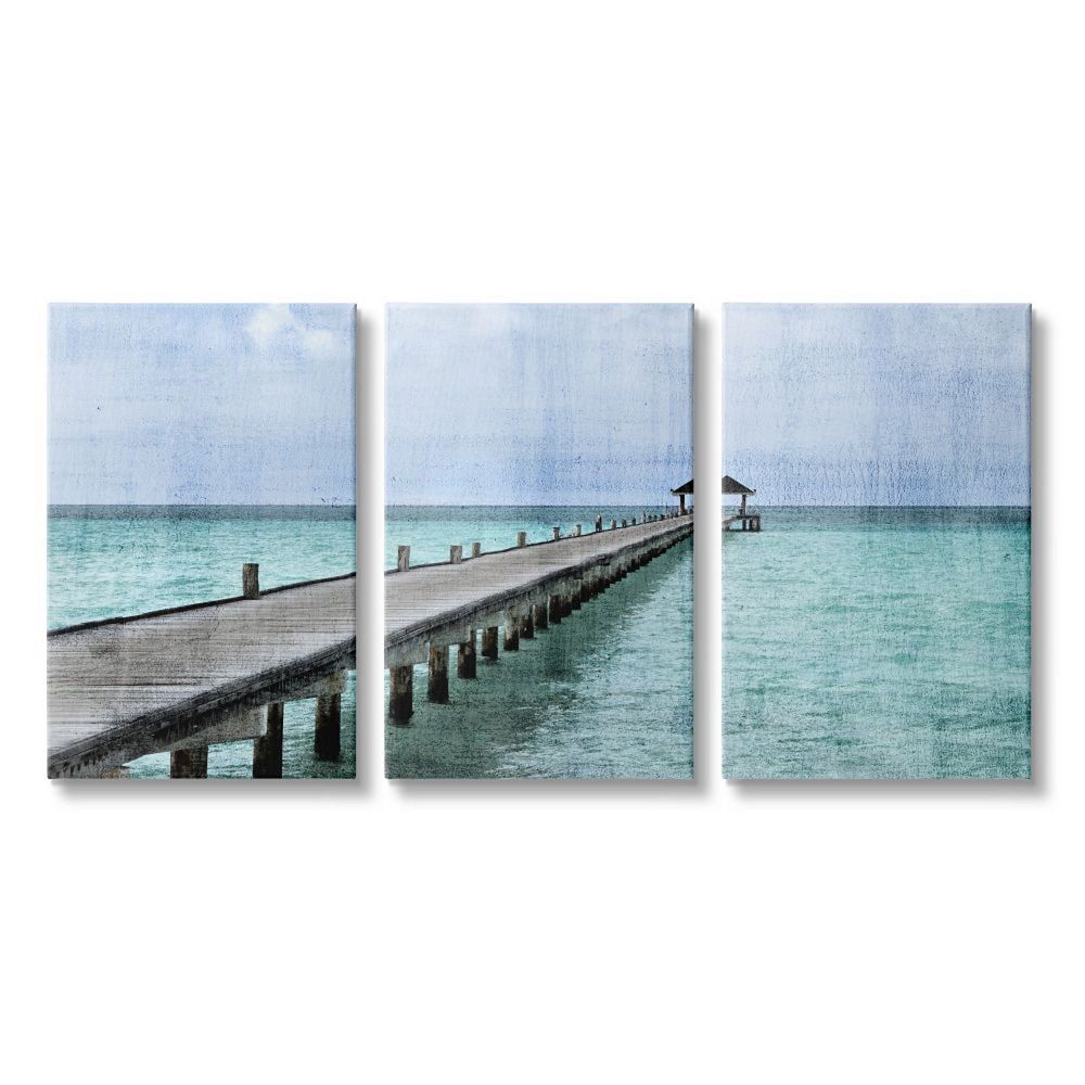 Stupell Home Decor Beach Pier Canvas Wall Art 3-piece Set