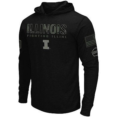 Men's Colosseum Black Illinois Fighting Illini OHT Military Appreciation Hoodie Long Sleeve T-Shirt