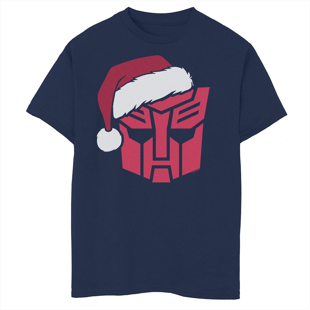 Boys 6-20 Transformers Christmas Autobots Santa Hat Logo Graphic Tee
