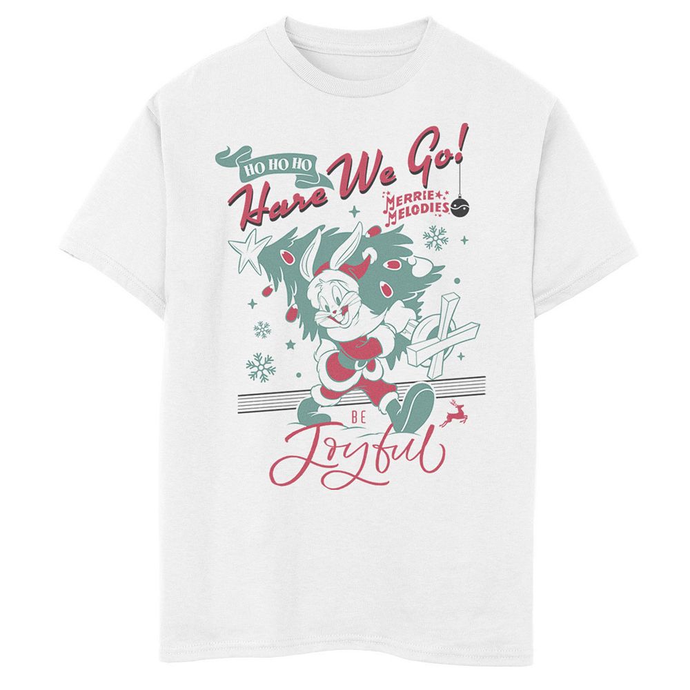 Boys 6-20 Looney Tunes Christmas Bugs Bunny Ho Ho Ho Here We Go Graphic Tee
