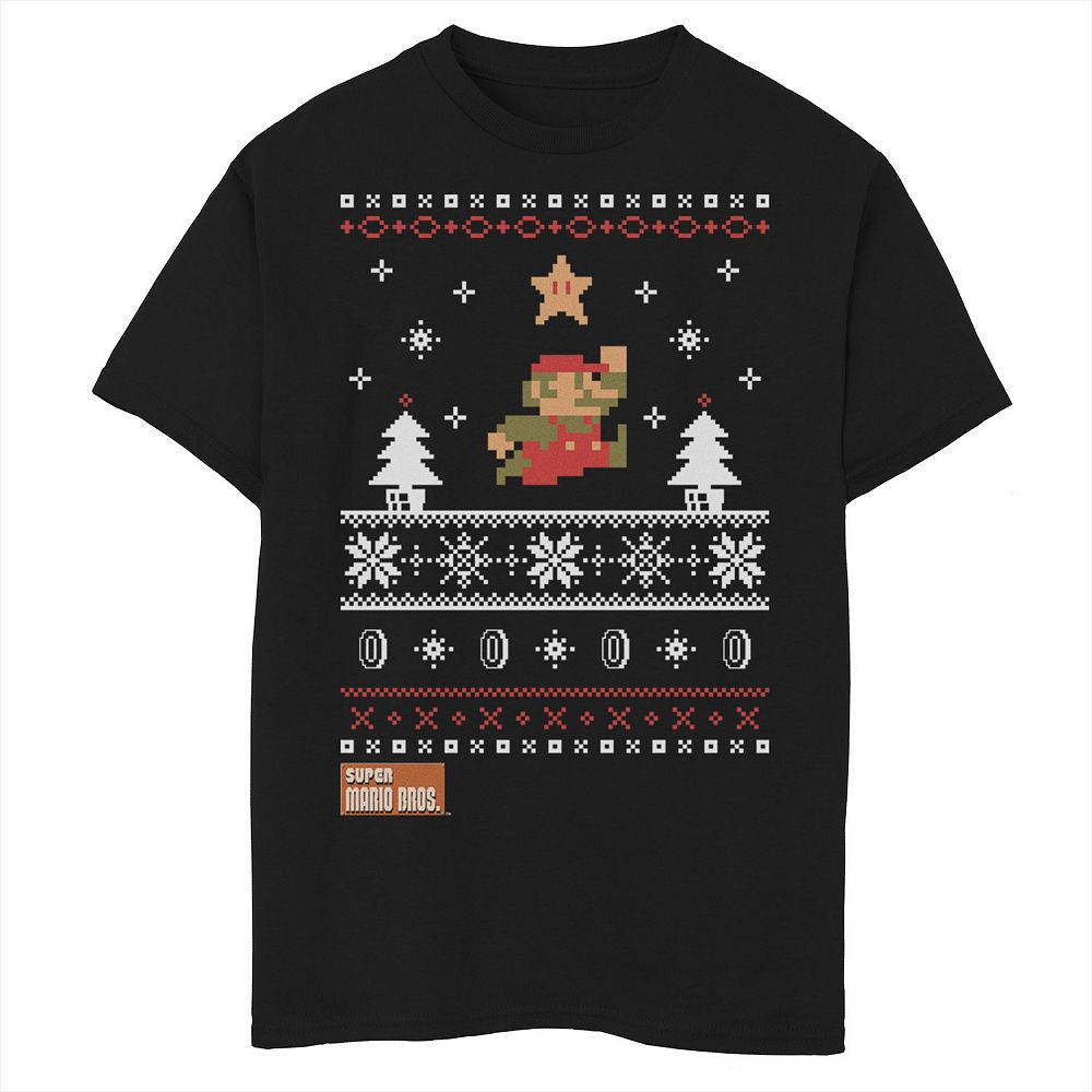 Boys 8-20 Nintendo Super Mario Christmas Star Pixels Graphic Tee