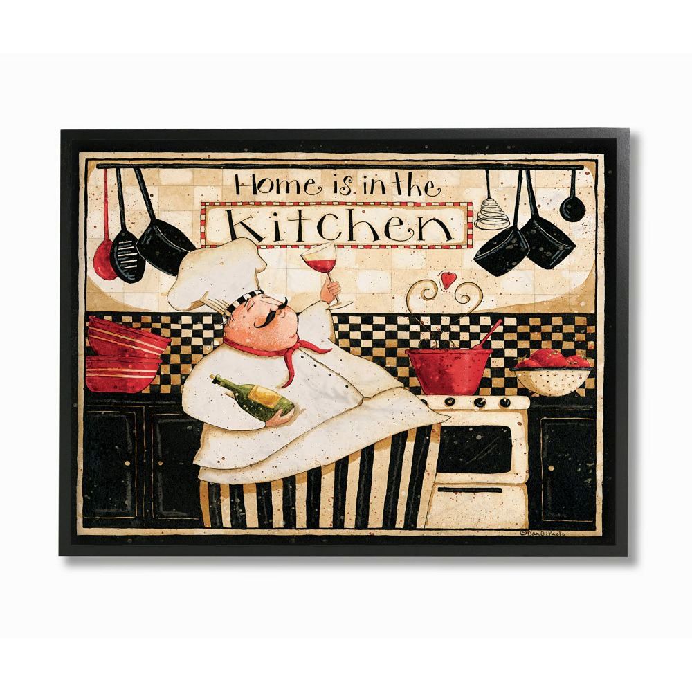 Stupell Home Decor Home is in the Kitchen with Happy Chef Illustration ...
