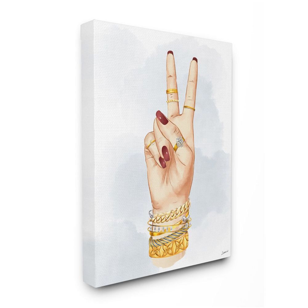 Stupell Home Decor Fashion Forward Peace Hand Sign with Golden ...