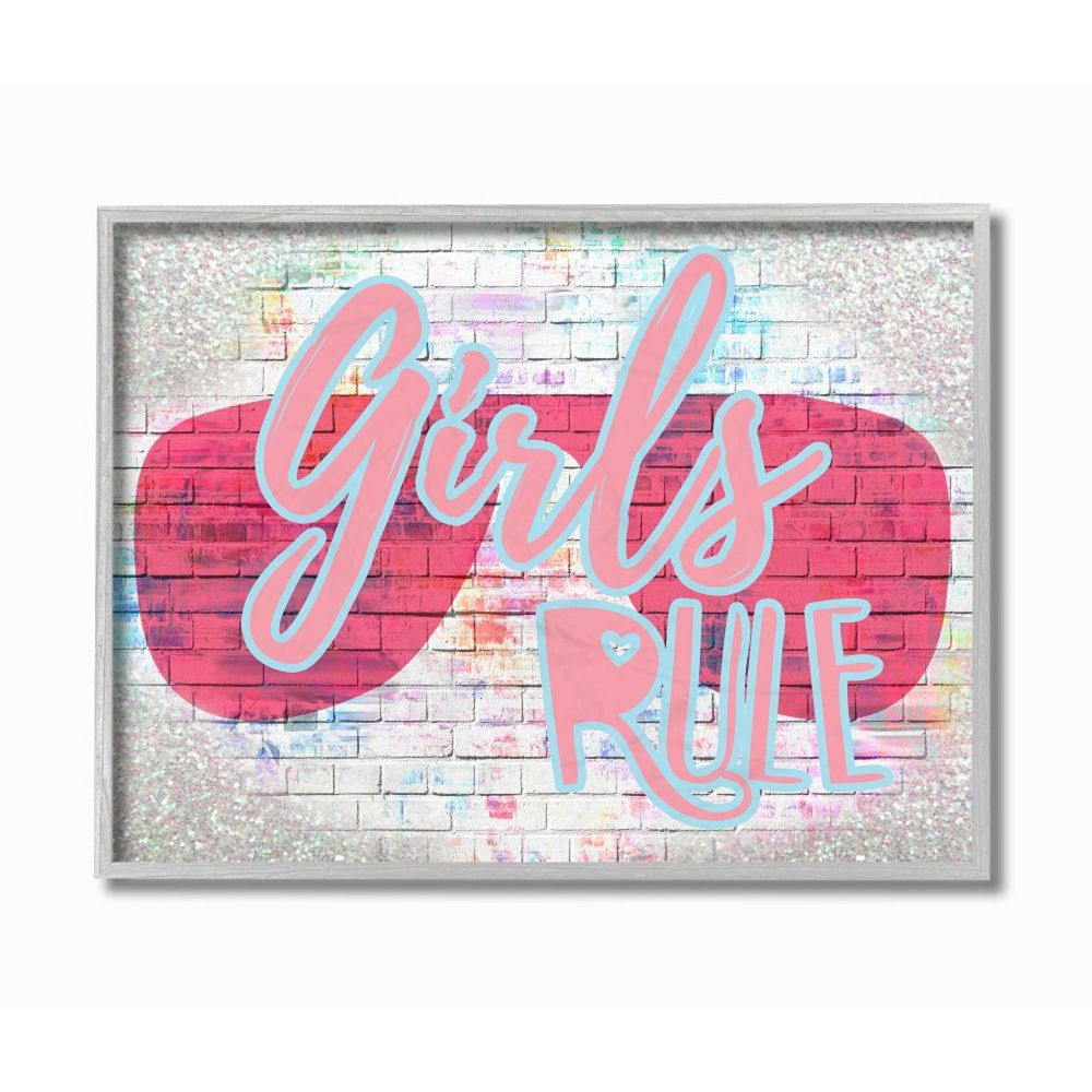 Stupell Home Decor Urban Glam 'Girls Rule' Phrase with Pink Shades Wall Art