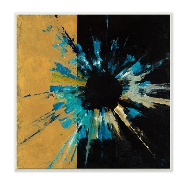 Stupell Home Decor Abstract Retinal Circle over Black and Gold Wall Art