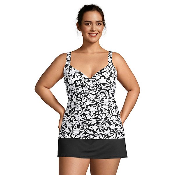 Plus Size Lands' End UPF 50 Bust Enhancer DD-Cup Tankini Top