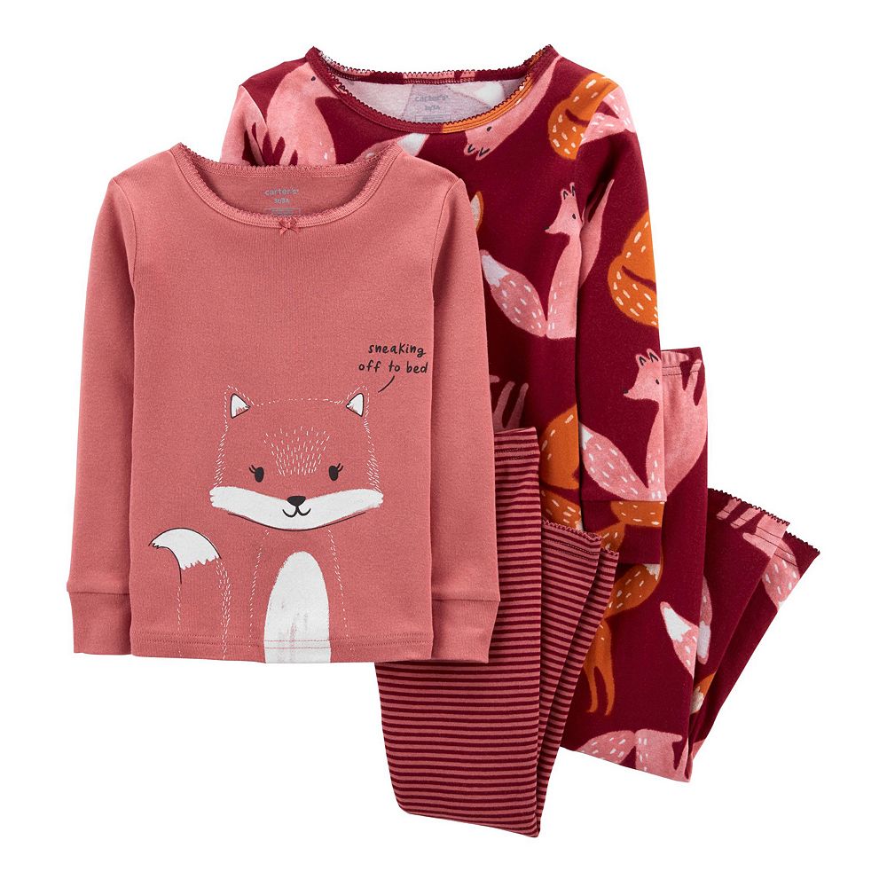 Toddler Girl Carter's 4 Piece Fox Pajama Set