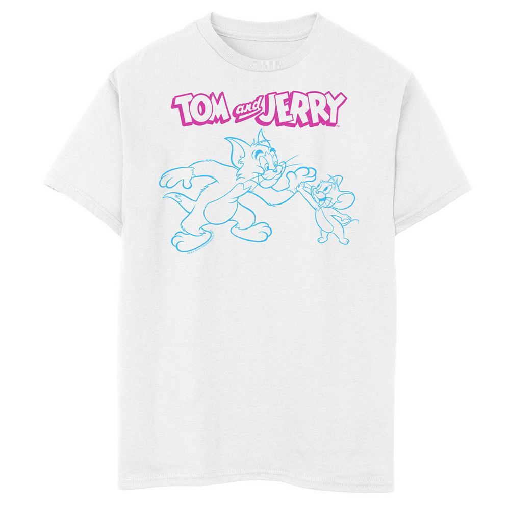 Boys 6-20 Tom And Jerry High Five Line Art Graphic Tee