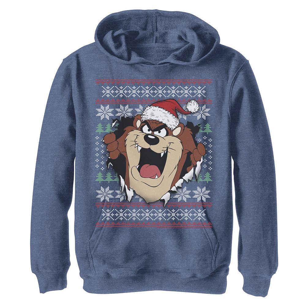 Boys 8-20 Looney Tunes Christmas Sweater Taz Rip Through Graphic Fleece ...