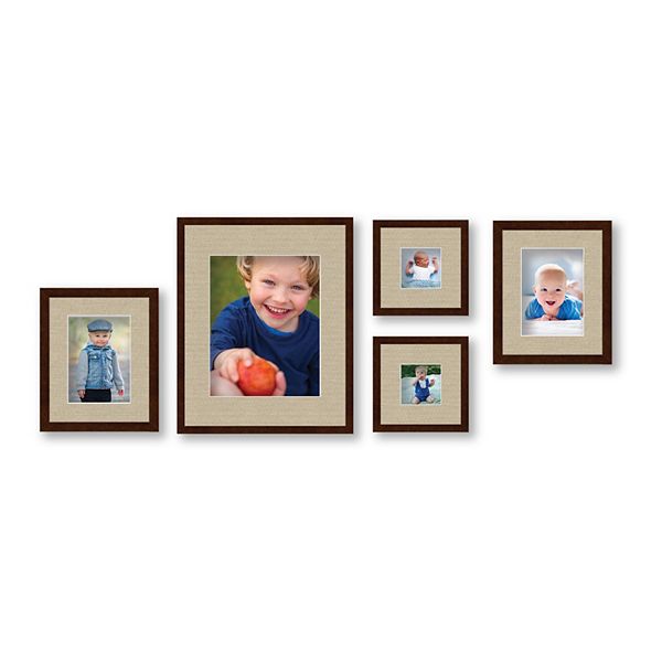 COURTSIDE MARKET Harvest Walnut Finish Tan Mat Collage Frame 5-piece Set