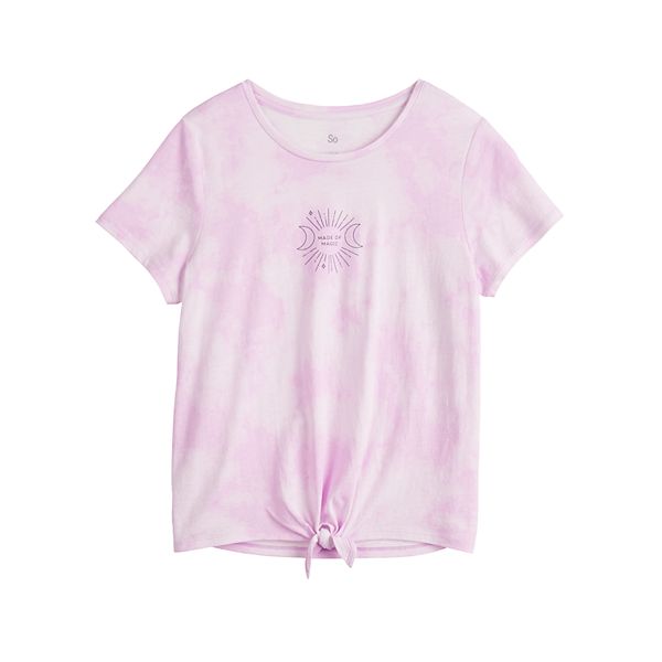 Girls 4-20 & Plus Size SO® Tie-Dye Tie-Front Tee - Purple Dye (XS (6/6X ...