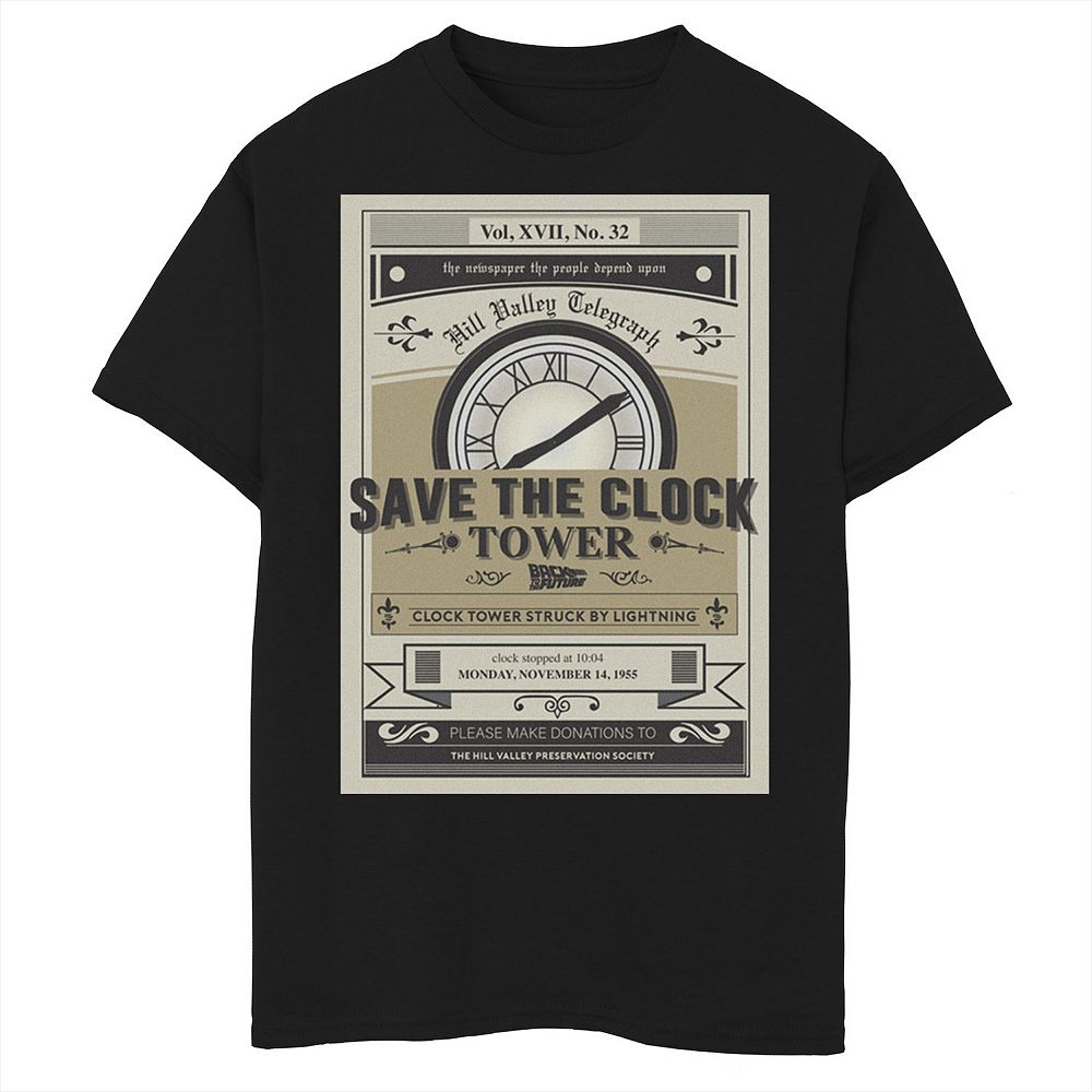 Boys 8-20 Back to the Future Clock Tower Poster Graphic Tee