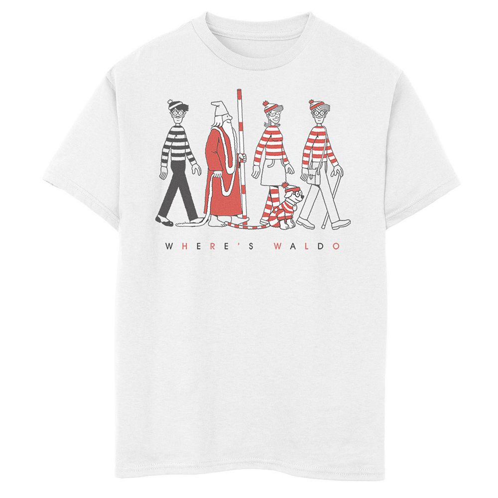 Boys 8-20 Where's Waldo Group Walk Stripes Graphic Tee