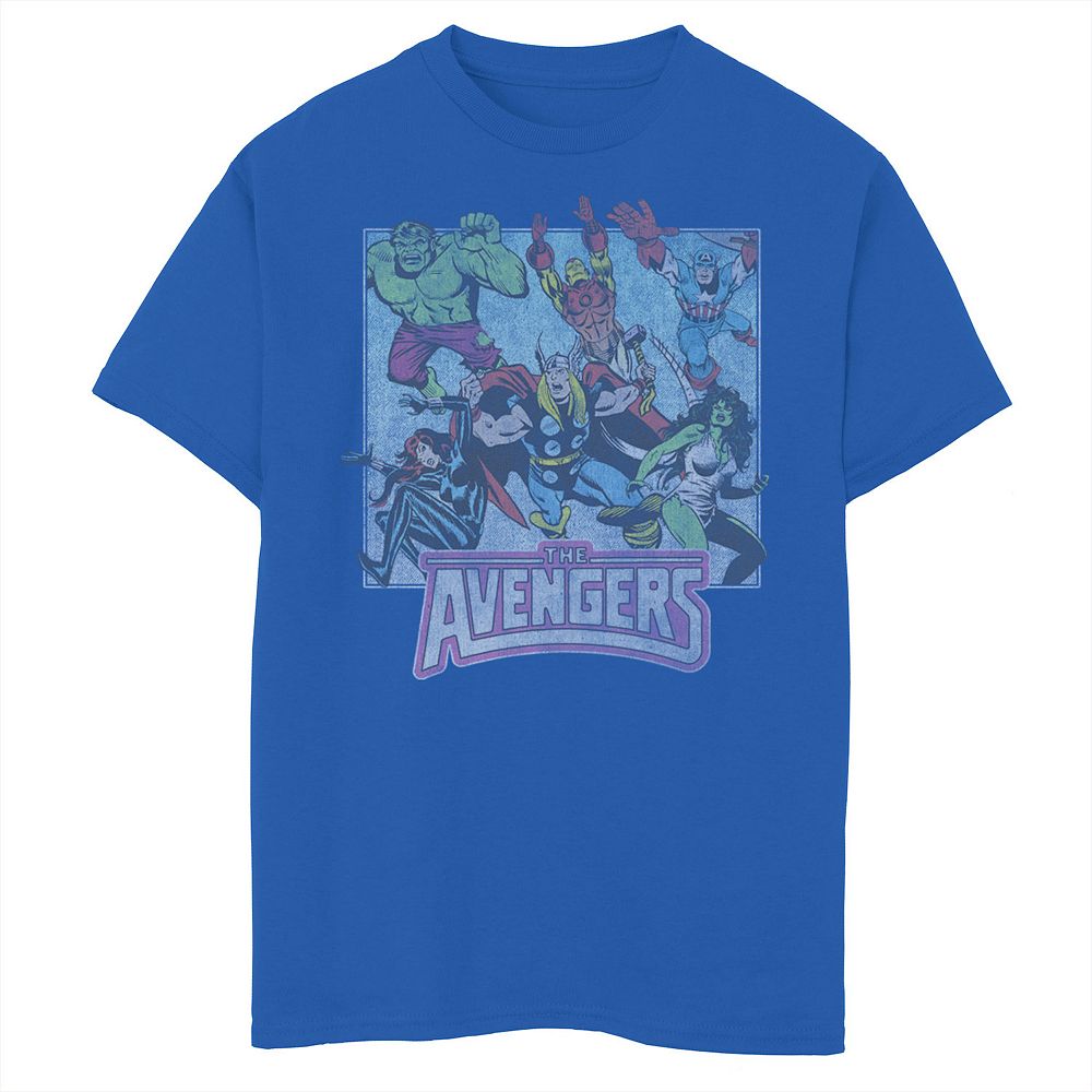 Boys 8-20 Marvel Avengers Classic Group Action Shot Distressed Graphic Tee