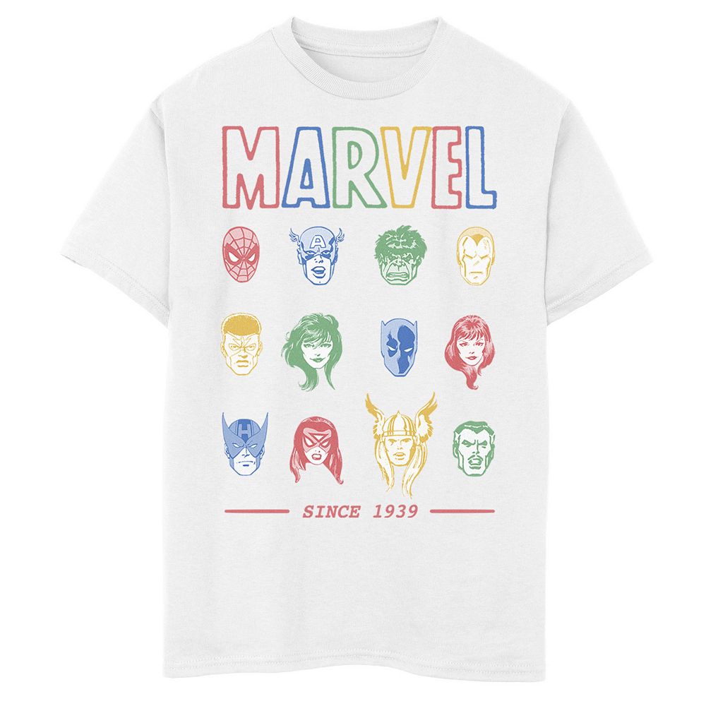 Boys 6-20 Marvel Classic Colorful Comic Hero Collage Since 1939 Graphic Tee