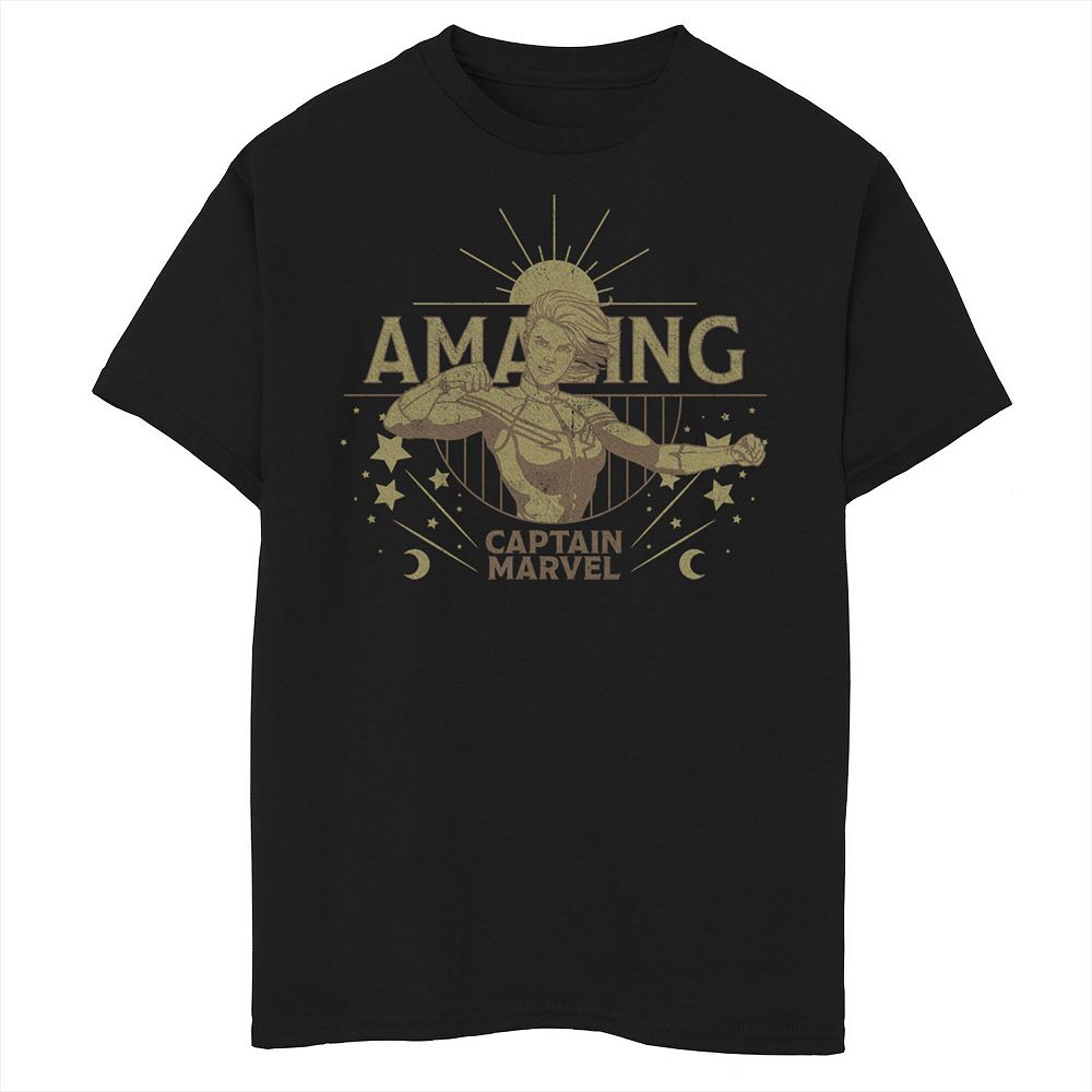 Boys 6-20 Captain Marvel Amazing Retro Comic Portrait Graphic Tee