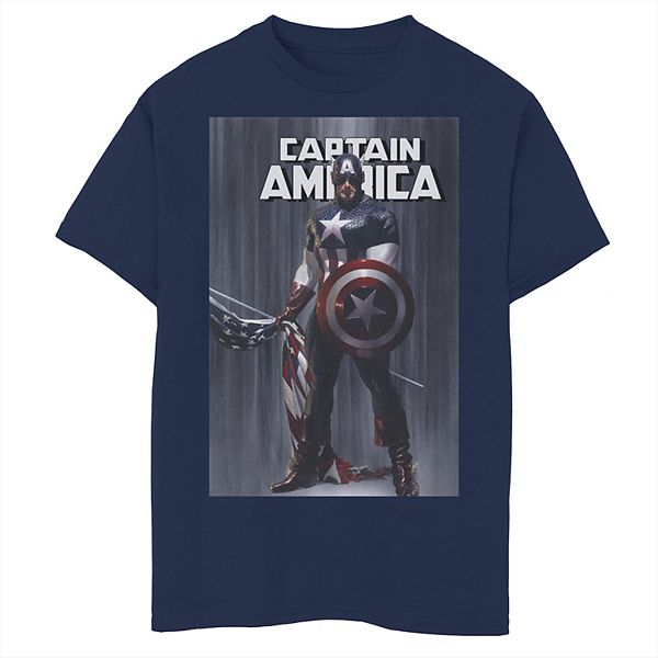 Boys 8-20 Marvel Captain America Flag Comic Cover Graphic Tee