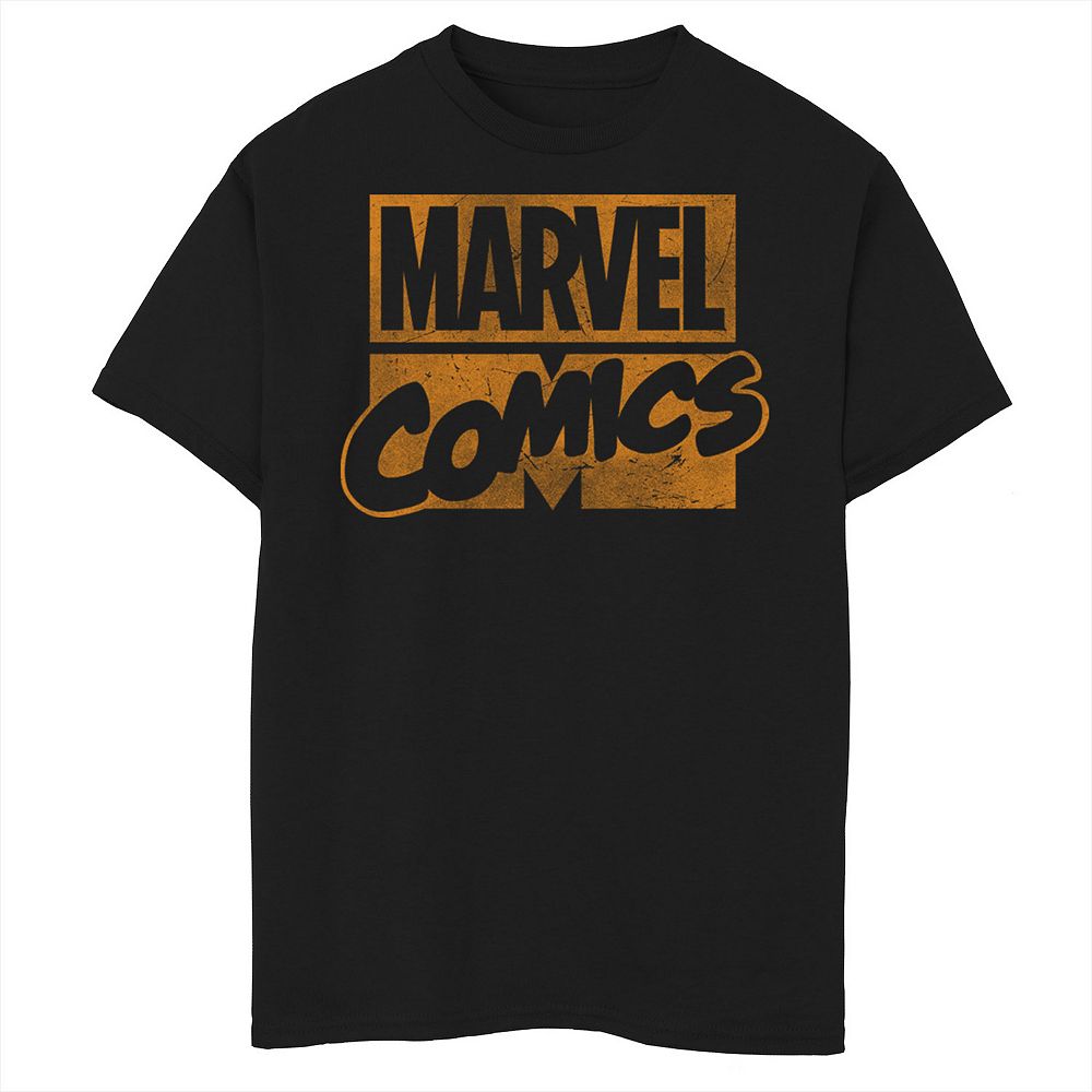 Boys 8-20 Marvel Classic Comics Stack Logo Tonal Orange Graphic Tee
