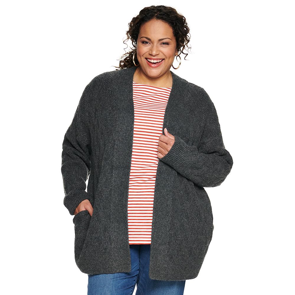 Plus Size Croft & Barrow® Open Front Cardigan