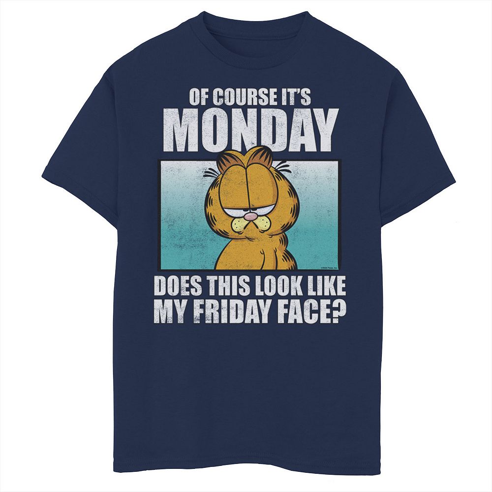 Boys 8-20 Garfield Monday Meme Text Graphic Tee