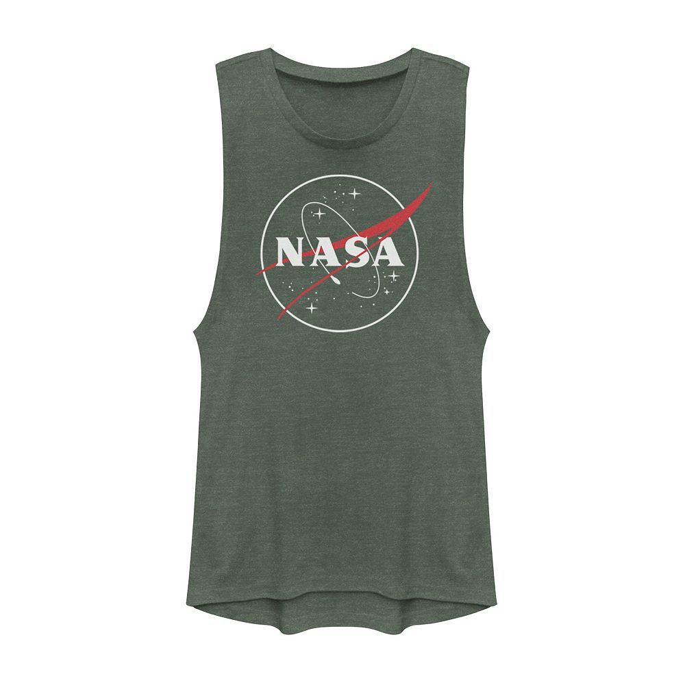 Juniors' NASA Outline Simple Logo Muscle Tank Top