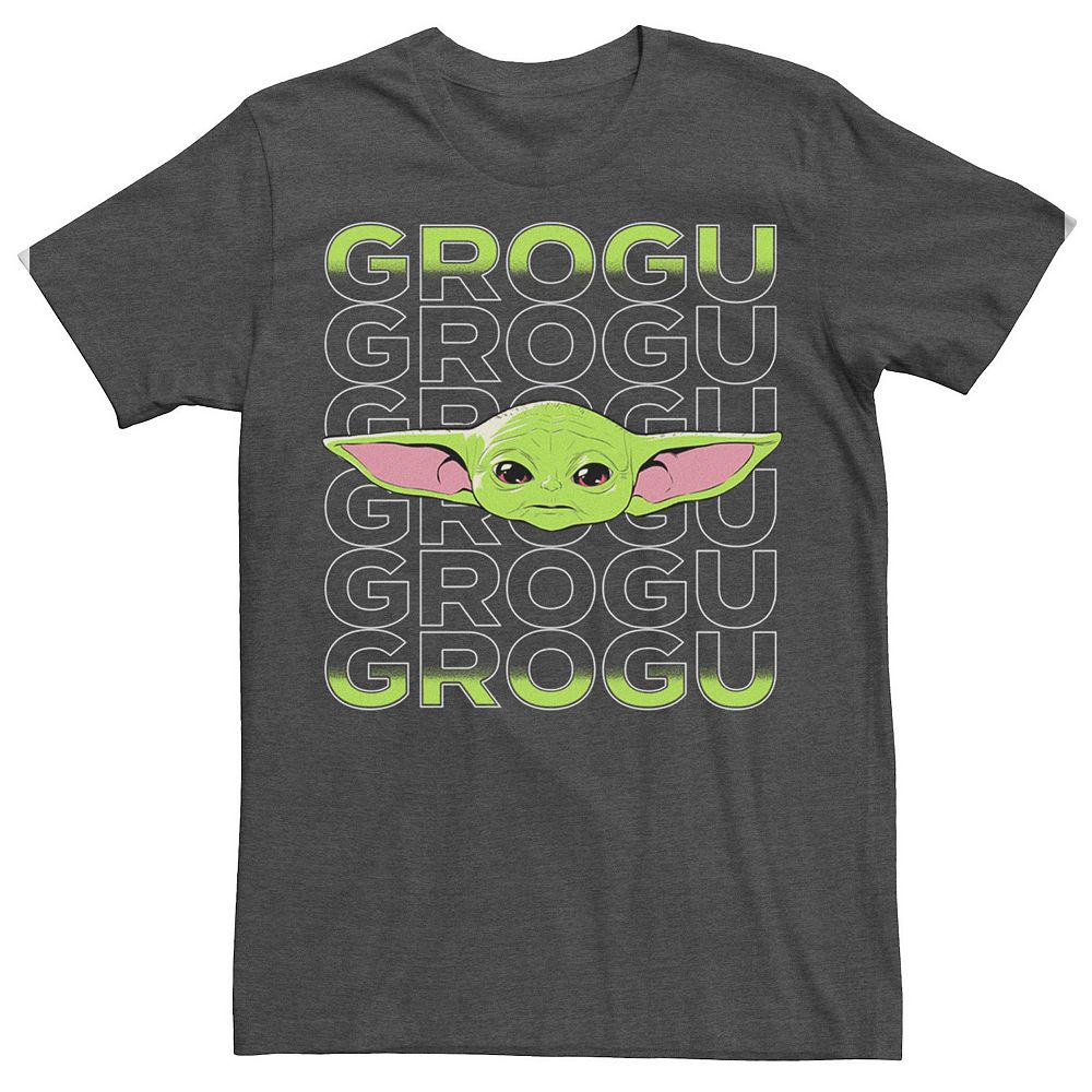 Men's Star Wars: The Mandalorian Grogu Text Stack Tee