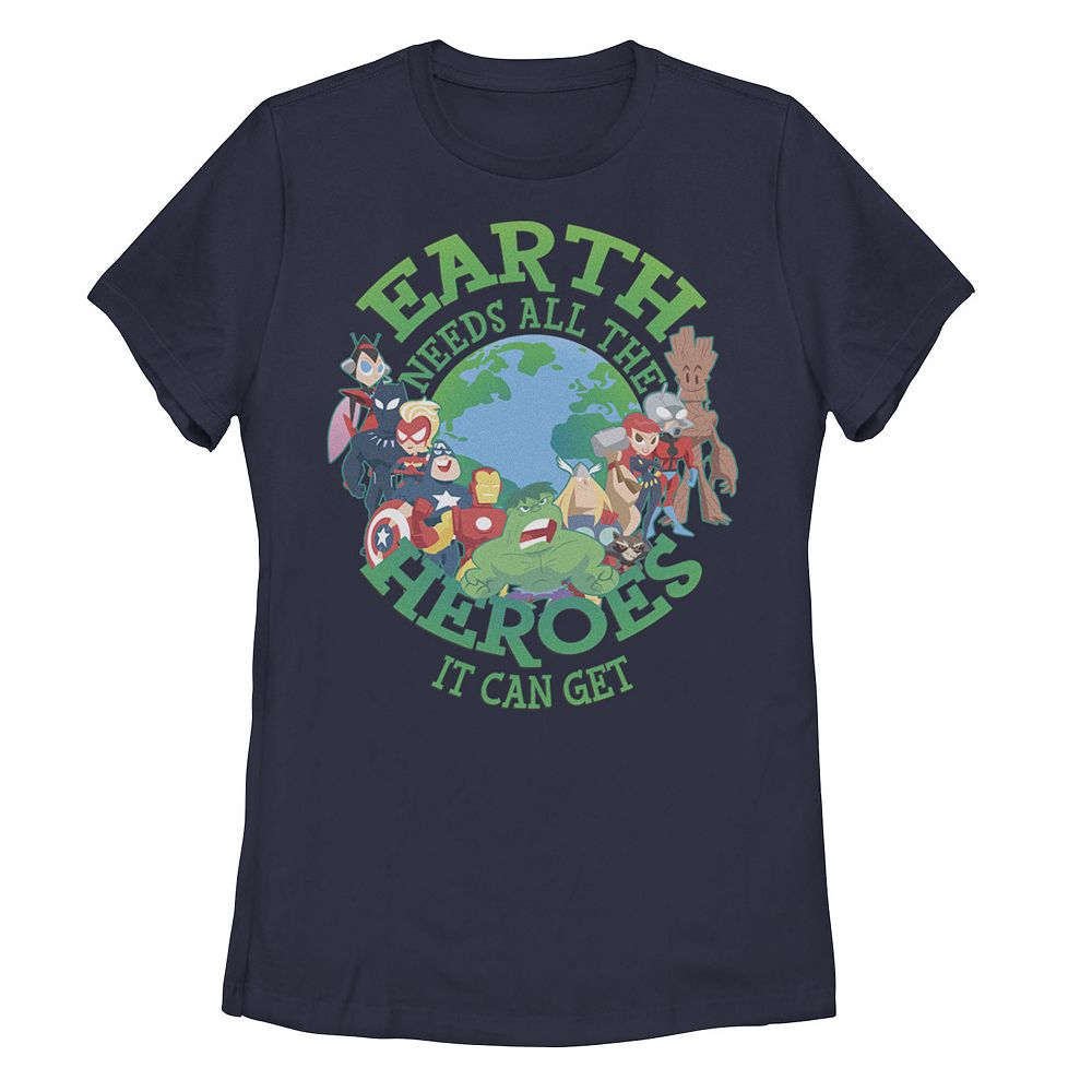 Juniors Marvel Earth Day Earth Needs All The Heroes It Can Get Tee