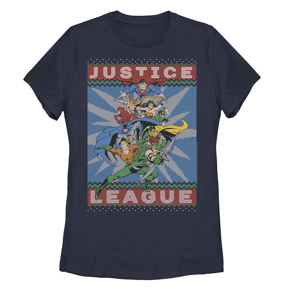 Juniors Justice League Group Shot Knit Style Tee